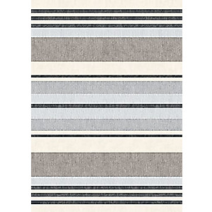Studio M Floor Flair Broad Stripes - Cape Neutral Grey - 5 x 7 Ft Decorative Vinyl Rug - Non-Slip, Waterproof Floor Mat - Easy to Clean, Ultra Low Profile - Printed in The USA
