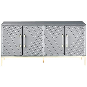 Best Master Furniture Tamari High Gloss Lacquer Sideboard/Buffet, Grey