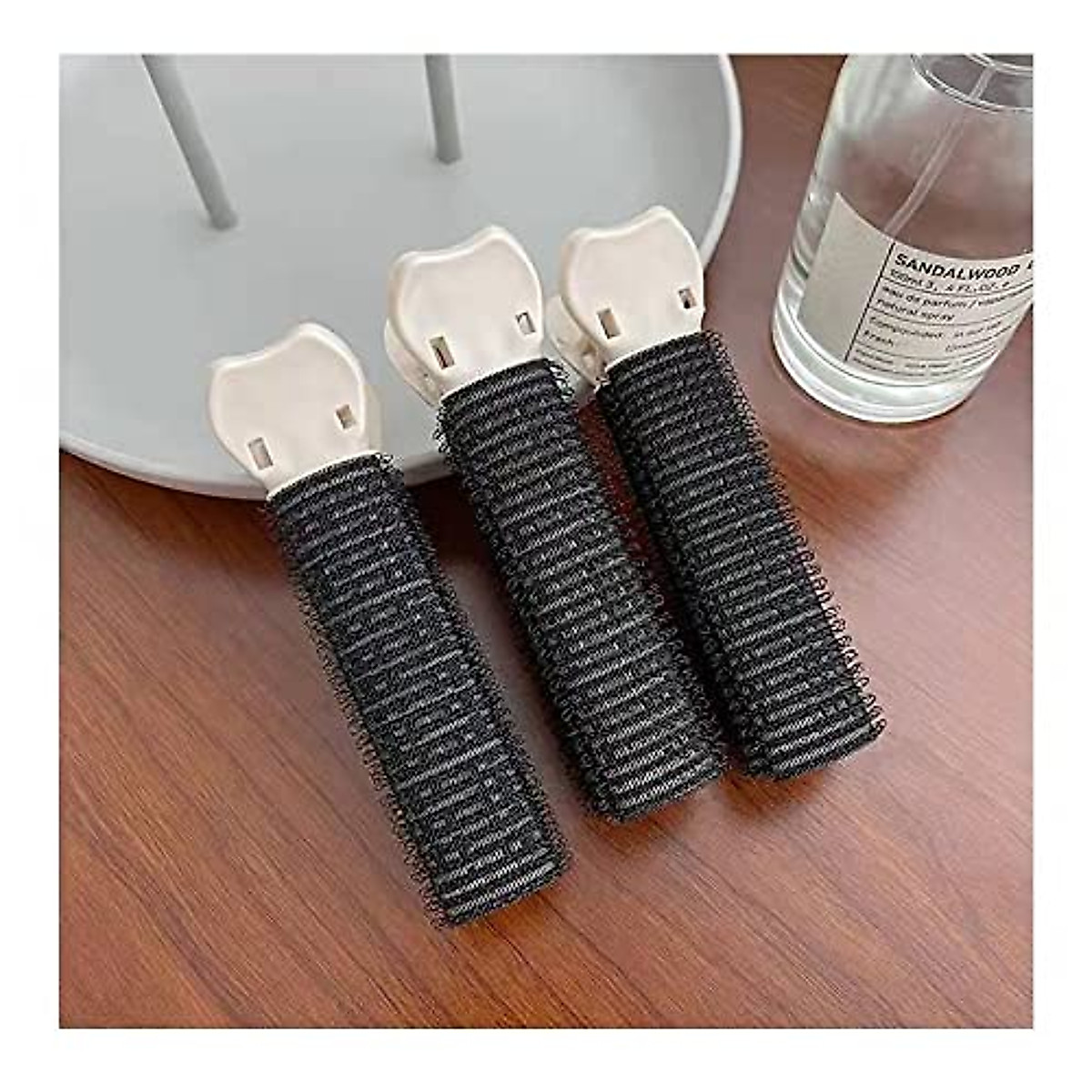 3PCS Natural Fluffy Hair Clip, Lazy DIY Styling Curling Tools, Hair Roots Self-Grip Hair Clips(Black)