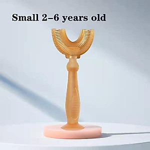 JYZPJ 2 Pack Kids U Shaped Toothbrush Toddler Toothbrush with Soft Silicone Bristles with Suction Cup Base 360 U Type Toothbrush for Children Ages 2-12 (2-6 Years Old)