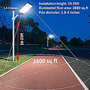 1000W Solar Street Lights Outdoor, Motion Sensor Led Solar Outdoor Lights with Remote Control & Arm Pole, 7000K 100000LM IP66 Waterproof Dusk to Dawn Solar LED Lights Lamp for Garden Yard