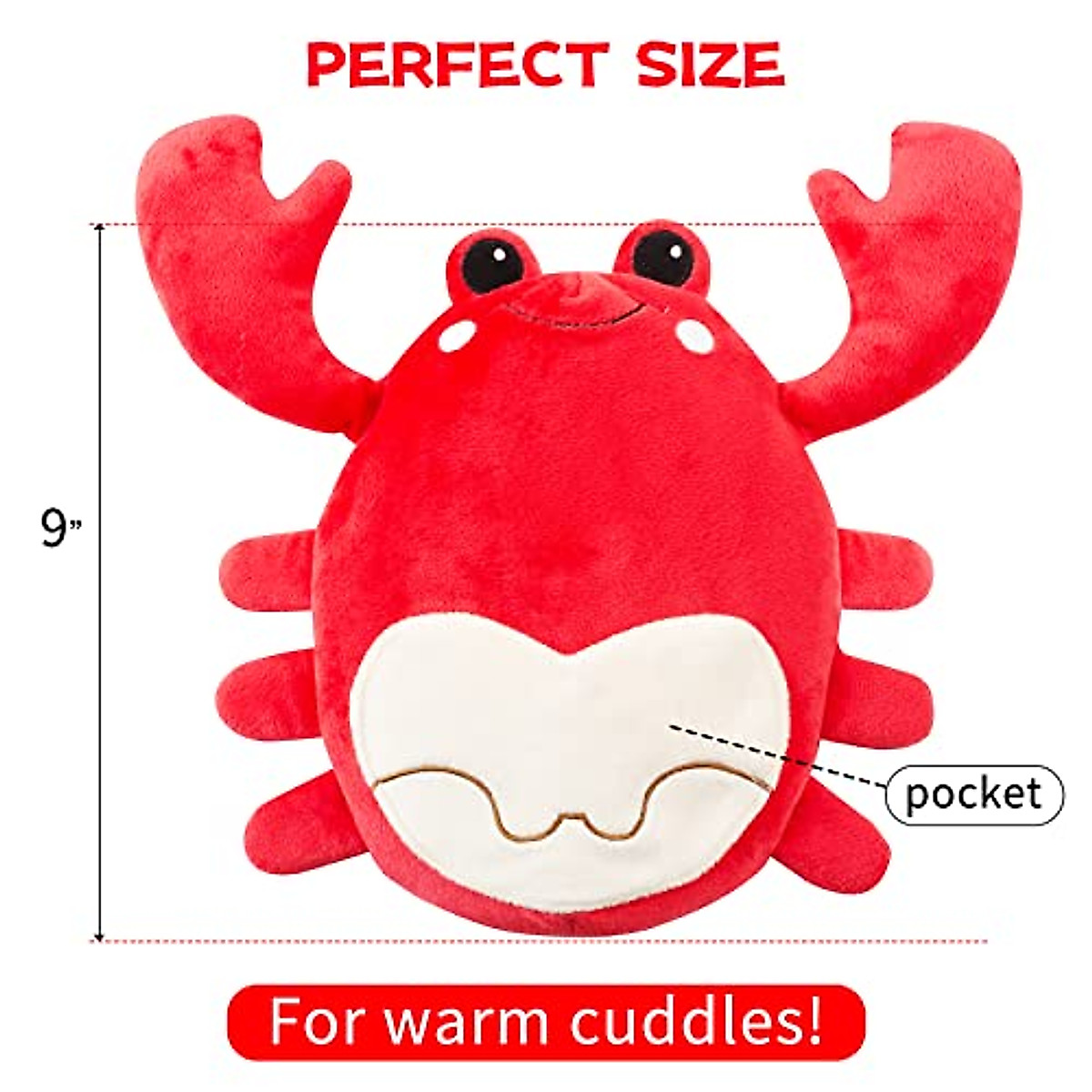 Heating Pads for Cramps,Microwave Heating Pad,Warmies Microwavable Animals,Crab Plush with Removable Lavender Scented Heating Pad,Red Crab