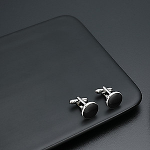 JIPIMON Cufflinks for Men 2+6 pcs Classic Cuff Links Set for Tuxedo Shirts Business Wedding, Luxury Box Gift Ideas for Boys