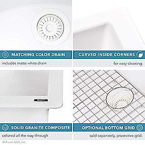 Ruvati 32 x 19 inch Undermount Granite Composite Single Bowl Kitchen Sink - Arctic White - RVG2033WH