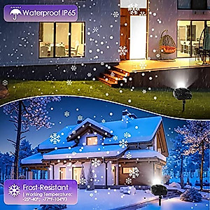 Snowflake Projector Lights Outdoor with Remote Control, Christmas Snowflake Projector Lights, IP65 Waterproof Snowfall Landscape Light Christmas Projector Gift for Holiday Friend Garden Wall Decor