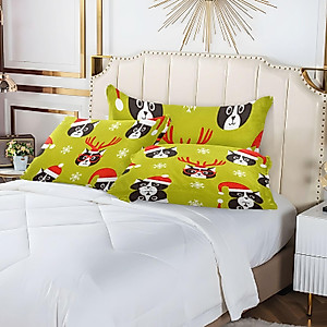 Christmas Cat Cap Pillowcase for Hair and Skin Body Pillow Cover Long Body Pillow Case 20"X 54" Fuzzy Pillow Case with Zipper for Women Men