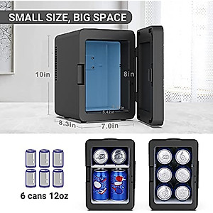 Living Enrichment Mini Fridge 4 Liter Skincare Fridge, AC 120V DC 12V Portable Small Refrigerator Cooler and Warmer for Skincare, Medications, Bedroom, Travel and Car - Black