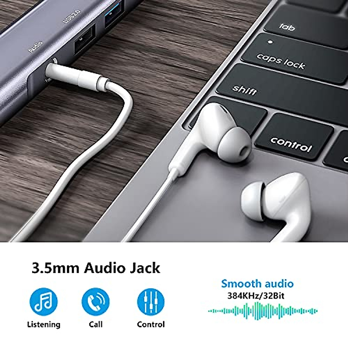 USB C to HDMI Adapter for iPad Pro 11/12.9 2021/2020/2018,iPad Air 4,USB C Hub Adapter with 3.5mm Headphone Audio Jack,4K HDMI,USB3.0,USB C Power Delivery Charging,Docking Station Accessories