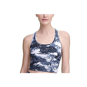 Calvin Klein Performance Women's Printed Racerback Cropped Tank Top (Blue, Small)