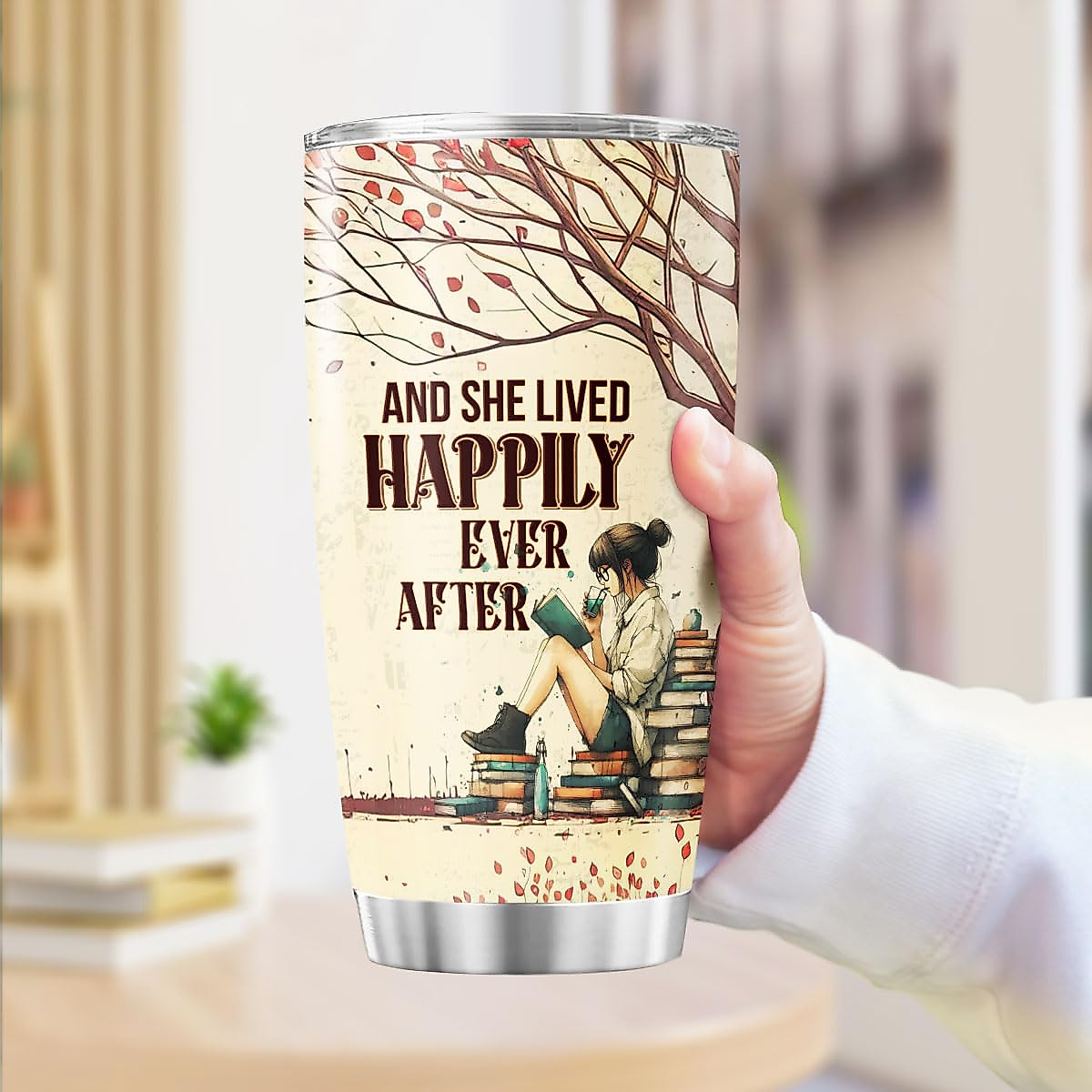 HUBUPU Just A Girl Books, Tumbler 20 Oz With Lid And Straw, Book Gifts