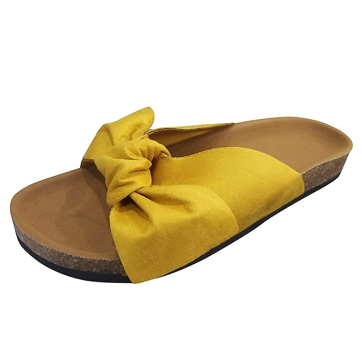 Sandals for Women Flat,Women's 2020 Bow Knot Comfy Platform Sandal Shoes Summer Beach Travel Fashion Slipper Flip Flops Yellow