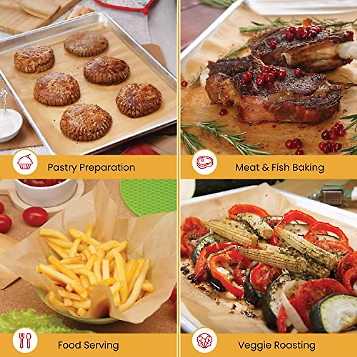 Unbleached Parchment Paper Roll 15 in x 210 ft 260 Sq.Ft Paper Baking Paper by Baker’s Signature | Silicone Coated – Will not Soak Through or Burn – Non-Toxic & Comes in Convenient Packaging