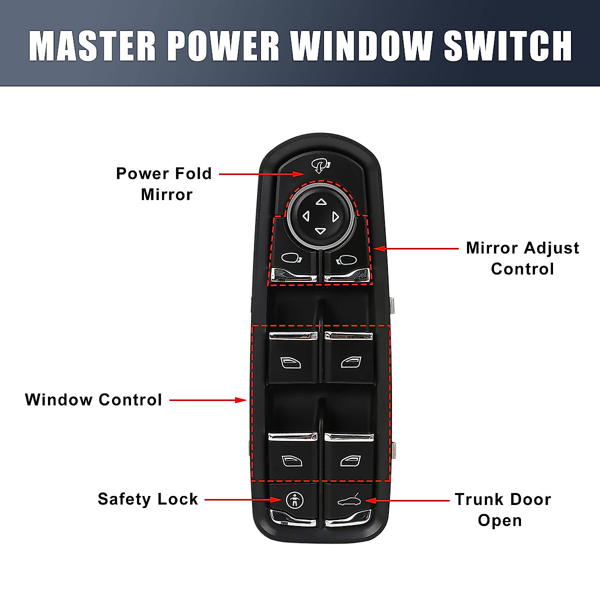 uxcell Master Driver Side Power Window Switch 7PP959858MDML Replacement for Porsche Cayenne 2011-2014 for Porsche Panamera 2010-2015