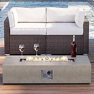 HOMPUS Outdoor Rectangular Propane Fire Pit Table, 56''x28’’x13'' Fire Table, 50000 BTU Fire Pit w Free Waterproof Cover & Fire Stone for Patio, Garden, Grey