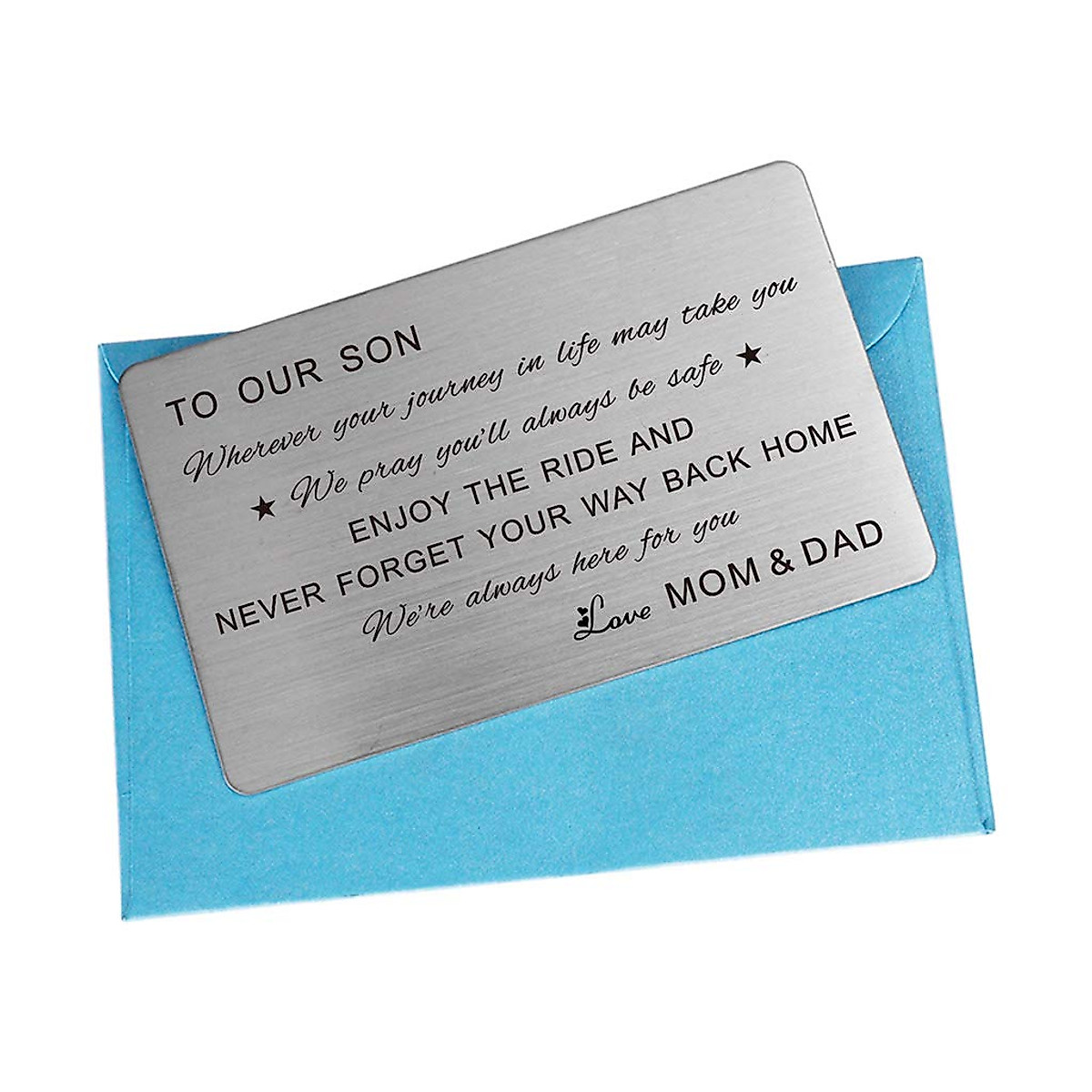 FALOGIJE Son Wallet Card, Wherever Your Journey In Life May Take You, To Our Son Gifts from Mom and Dad, Engraved Wallet Insert Son, Son Birthday Card, Graduation Gifts