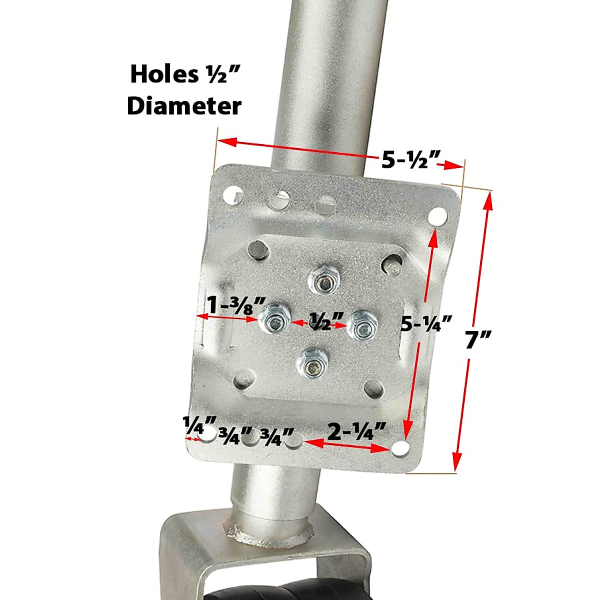 Mytee Products Swivel Trailer Tongue Jack with Dual Wheels, 2000 Lbs. Capacity | Heavy-Duty Trailer Jack with Rubber Wheel for RV, Boat, Utility & Marine Trailers