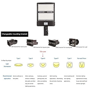 HYPAILUSLED Power Switchable 200W 240W 300W LED Shoebox Light 3000K 4000K 5000K CCT Adjustable Outdoor Commercial Parking Lot Street Yard Area Lighting Fixtures 110-277V (AM Slip Fitter Bracket)