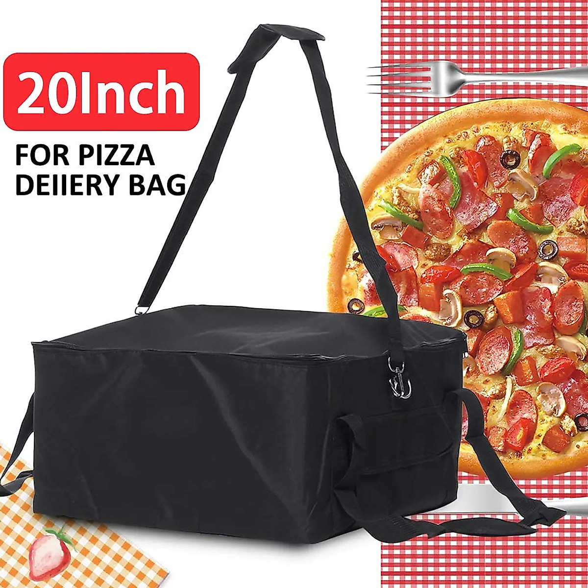 20inch Insulated Pizza Delivery Bag Reusable Food Delivery Bag Wear Oxford Cloth Lightweight Thermal Folding Pizza Delivery Bag