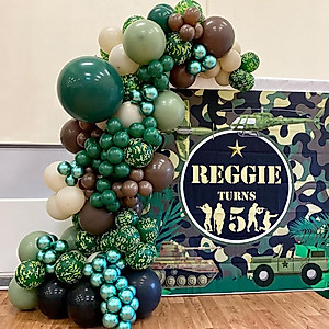 Camo Party Decorations 133pcs Tank Camouflage camo Balloon Arch Garland Kit with Green Tank Foil Balloon for Call of Duty Hunting Soldier Army Birthday Party Decorations