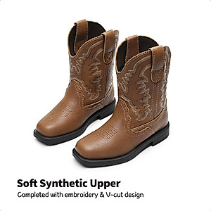 DREAM PAIRS Toddler Boys Girls Cowboy Boots Western Square Toe Riding Mid Calf Boots Sdbo2307K Brown Size 8 Toddler