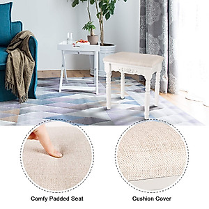 URFORESTIC Vanity Stool, Modern Makeup Dressing Stool with Concave Seat Surface,Capacity 300lb, Easy Assembly (White)