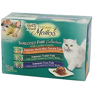 Fancy Feast Medleys Wet Cat Food Variety Pack, Shredded Fare Collection, (12) 3 Oz Cans