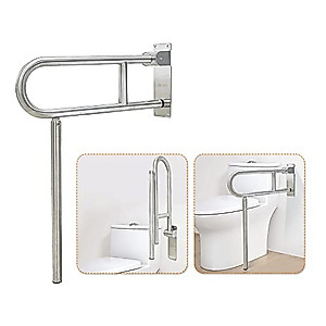 Flip Up Grab Bars for Bathroom Toilet Rails Handicap Grab Bars Shower Safety Hand Rails for Elderly Bathtub Grab Bar Tub Handicapped Toilet Support Shower Handles Bath Rail Folding Grip Bar