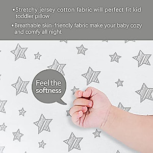 Organic Cotton Baby Toddler Pillowcase 2 Pack, Ultra Soft Baby Kids Pillowcase for Sleeping Fit Pillow Sized 13"x 18" or 14"x19", Gray Envelope Style Travel Pillowcase for Girls Boys