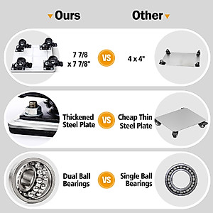 【Upgrade with Brake】 Furniture Dolly, Furniture Movers with 4 360° Rotatable Rubber Universal Wheels, Carbon Steel Panel Heavy Duty Moving Base Tools with Brake & Lifter, Maximum Load 3000LBS