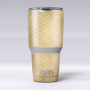 Design Skinz The Golden Surface with White Chevron - Skin Decal Vinyl Wrap Kit Compatible with The Yeti Rambler Cooler Tumbler Cups