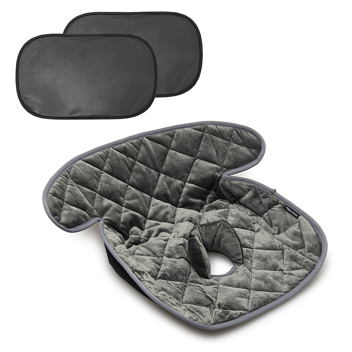 PEBBLEWICK Piddle Pad Child Seat Protector - Raised Waterproof Liner - for Potty Training Accidents, Spills or Crumbs in Carseats, Strollers or High Chairs - Complete with 2 Window Cling Sunshades