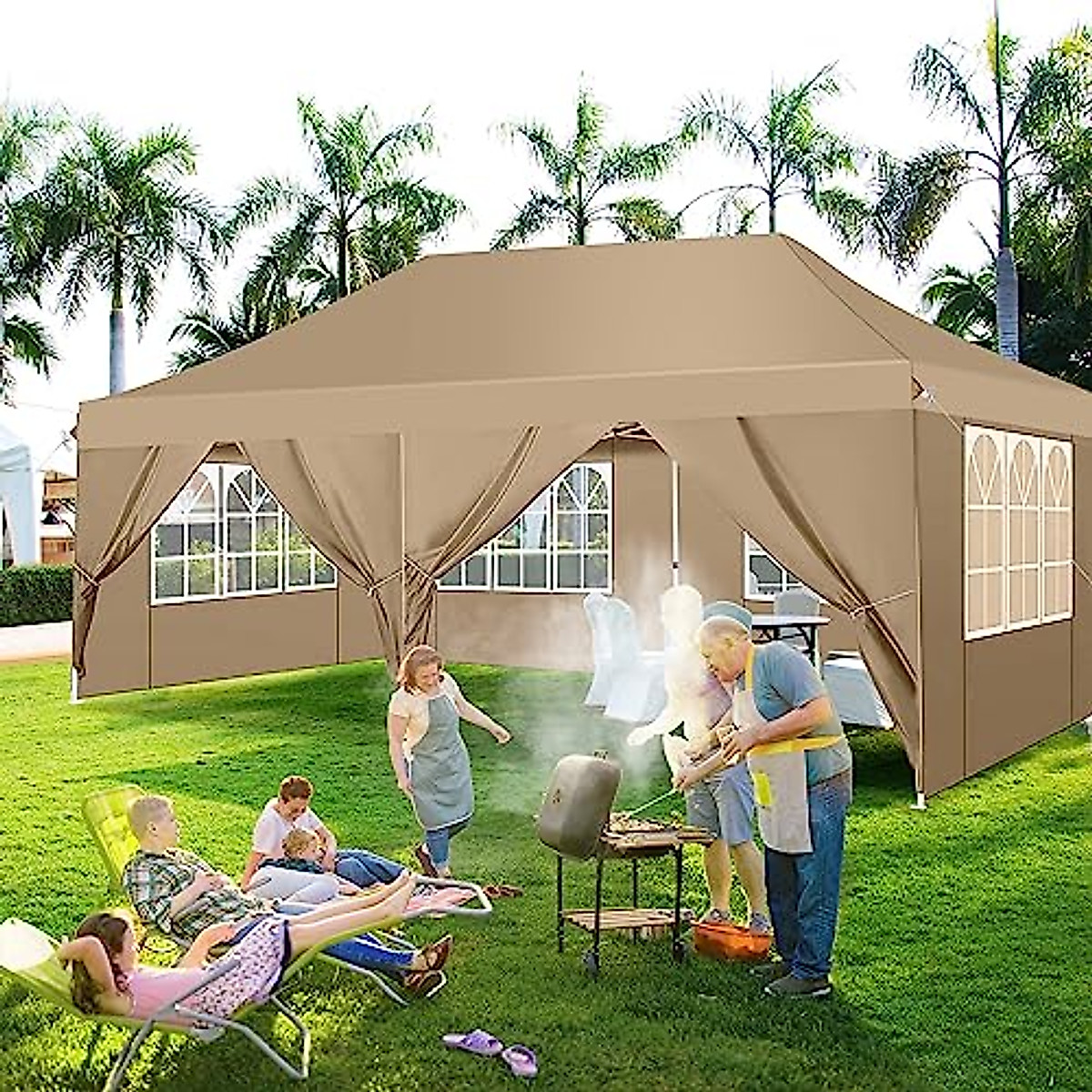 COBIZI 10x20 Pop Up Canopy Tent with 6 Removable Sidewalls, Easy Up Commercial Canopy, Waterproof and UV50+ Gazebo with Portable Bag, Adjustable Leg Heights,Party Tents for Parties