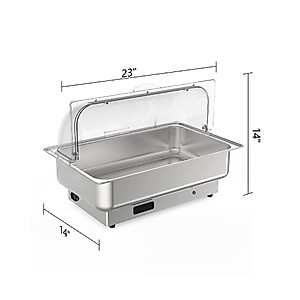 RIEDHOFF Transparent Lid Electric Chafing Dish Set, 2 x 1/2 Pan, silver