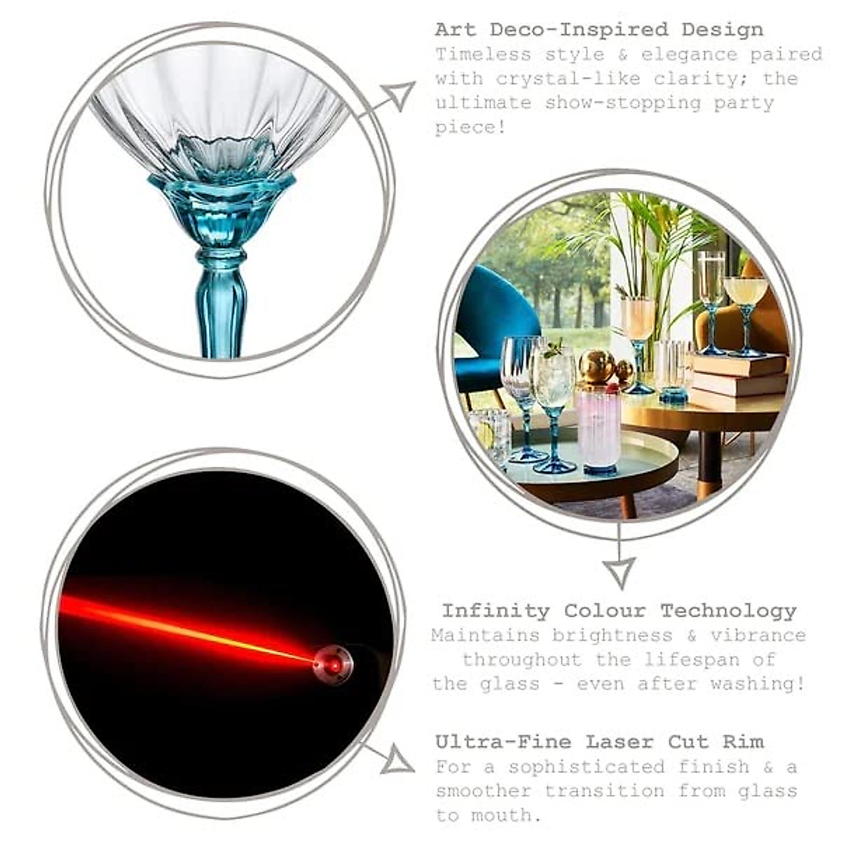 Bormioli Rocco Florian 18 oz. Red Wine, Gin & Tonic Glasses, Lucent Blue, Set of 4