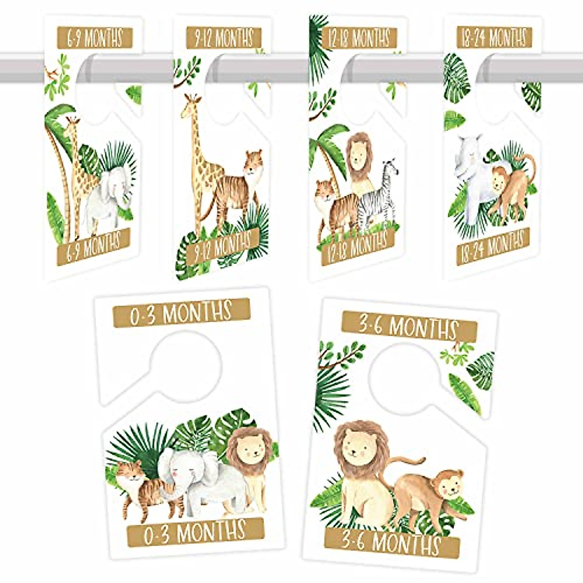 6 Hanger Dividers Baby Closet Size Dividers - Safari Baby Closet Dividers, Baby Closet Organizer For Nursery Organization, Baby Essentials For Newborn Essentials, Nursery Closet Dividers Girl or Boy