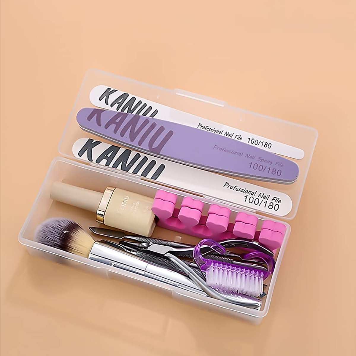 4 Pack Nail Tool Box Plastic Nail File Case Pedicure Container Storage Case Nail File Holder Box Clear Manicure Tool Box Nail Art Kits Tools