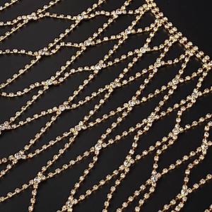 Chargances Sexy Layered Rhinestone Tassle Body Chains for Women Sparkly Crystal Waist Chain Dance Skirts Belly Chains Nightclub Accessories for Party Prom (Style 1)