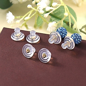 Earring Backs,18K Gold Silicone Earring Backs Replacements,Locking Secure Earring Backs for Studs/Droopy Ears,No-Irritate Hypoallergenice Soft Clear Earring Backs for Adults