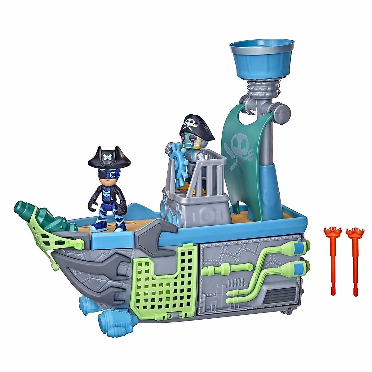 PJ Masks Sky Pirate Battleship Preschool Toy, Vehicle Playset with 2 Action Figures for Kids Ages 3 and Up Multicolor F36655L0