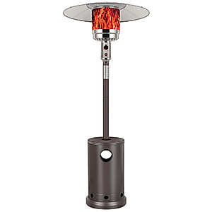 Hykolity 50,000 BTU Propane Patio Heater, Stainless Steel Burner, Triple Protection System, Wheels, Outdoor Heaters for Patio, Garden, Commercial and Residential, Brown