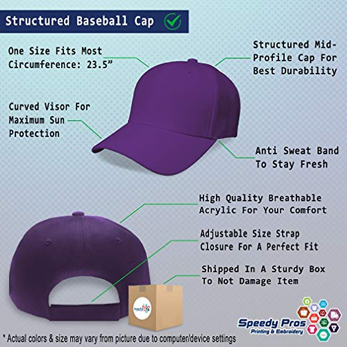 Custom Baseball Cap Flying People Eater Embroidery Children Acrylic Dad Hats for Men & Women Purple Design Only