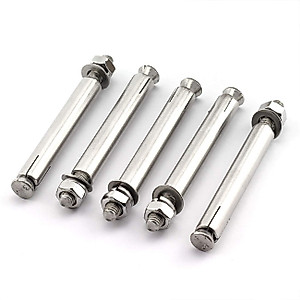 ZRM&E 5pcs M6x80mm Expanding Shield Anchor Eye Bolts 304 Stainless Steel Fastener Raw Style Sleeve Expansion Screw with Eye Ring for Cable Rope Lifting