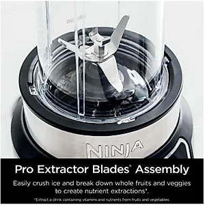 Ninja BN401 Nutri Pro Compact Personal Blender, Auto-iQ Technology, 1100-Peak-Watts, for Frozen Drinks, Smoothies, Sauces & More, with (2) 24-oz. To-Go Cups & Spout Lids, Cloud Silver