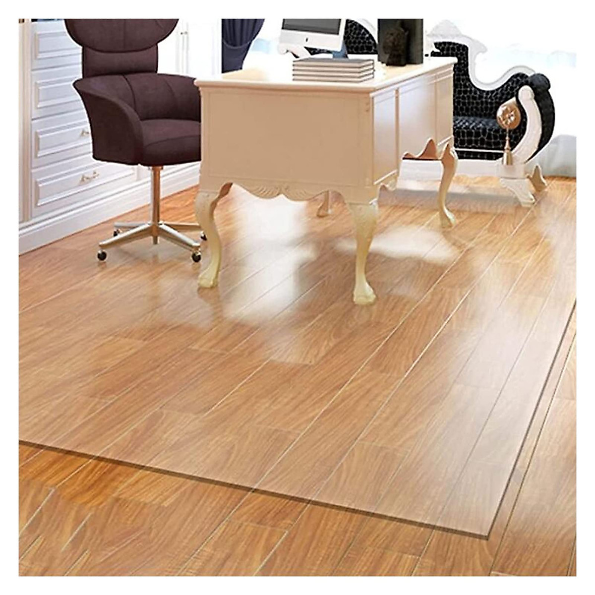 Clear PVC Desk Chair Mat Chair Mat,PVC Non-slip Transparent Rectangle Floor Protector,Home Office Anti Scratch Rolling Chair Mats,for Carpet,Under Tables,FurnitureThick 1mm,100-600cm length,Non-slip E