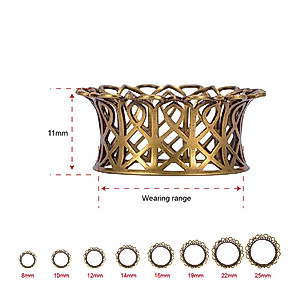 ERKUOO 2PCS Hollow Pattern Ear Gauges Double Flared Ear Tunnel Plug Piercing Expander Flesh Earring Stretcher Lobe Piercing Jewelry 0g(8mm)