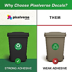 Pixelverse Design Recycle Trash Bin Logo Sticker - 4" x 4" - Organize & Coordinate Garbage Waste from Recycling - Great for Metal Aluminum Steel or Plastic Trash Cans - Indoor & Outdoor (10 Pack)