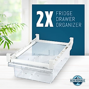 Altai Republic 2 Pack Fridge Drawers - Pull Out Refrigerator Storage Drawers - Transparent Refrigerator Organizer - Fridge Drawer Organizer & Fridge Organizer - Suitable for Fridge Shelf Under 0.6"