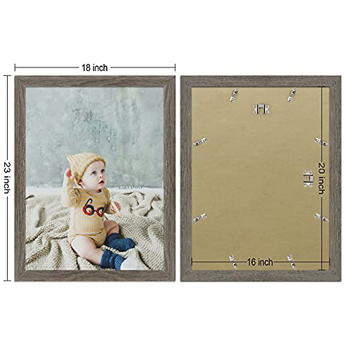 COREAET 16x20 Picture Frames Farmhouse Wooden Photo Frame 2 Pack Rustic Wall Decor for Art Poster, Brown, Plexiglass Cover