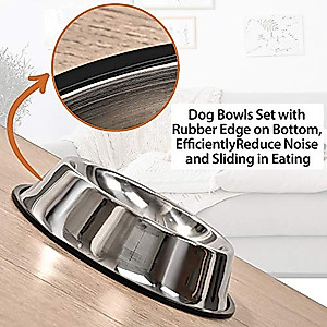 2Packs Stainless Steel Dog Bowl with Anti-Skid Rubber Base for Small/Medium/Large Pet, Perfect Dish, Pets Feeder Bowl and Water Bowl Perfect Choice for Dog Puppy Cat and Kitten (8oz)