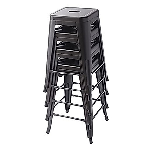 Amazon Basics Metal Bar Stools - 24-Inch, Set of 4, Black